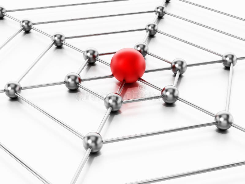 Spider Web Network with Metal Spheres. 3D Illustration Stock ...