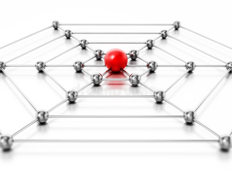 Spider Web Network with Metal Spheres. 3D Illustration Stock ...