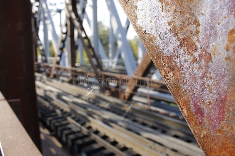 Spider Web on the Railway Bridge in Summer Stock Image - Image of ...