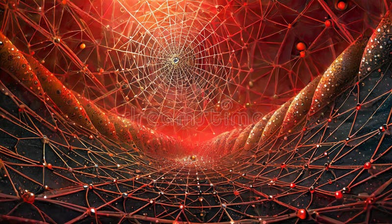Spider Web on Red with a Dark Background Stock Illustration ...