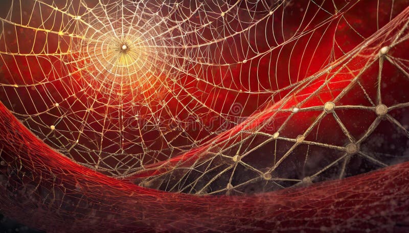 Spider Web on Red with a Dark Background Stock Illustration ...