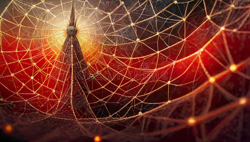 Spider Web on Red with a Dark Background Stock Illustration ...