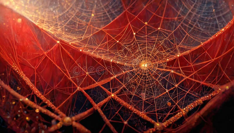 Spider Web on Red with a Dark Background Stock Illustration ...