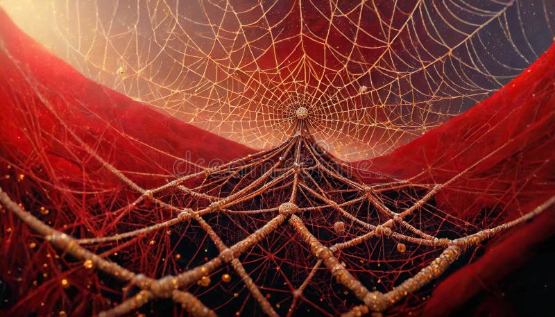 Spider Web on Red with a Dark Background Stock Illustration ...