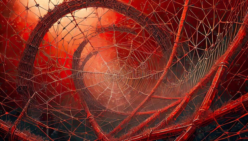 Spider Web on Red with a Dark Background Stock Illustration ...