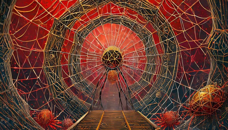 Spider Web on Red with a Dark Background Stock Illustration ...