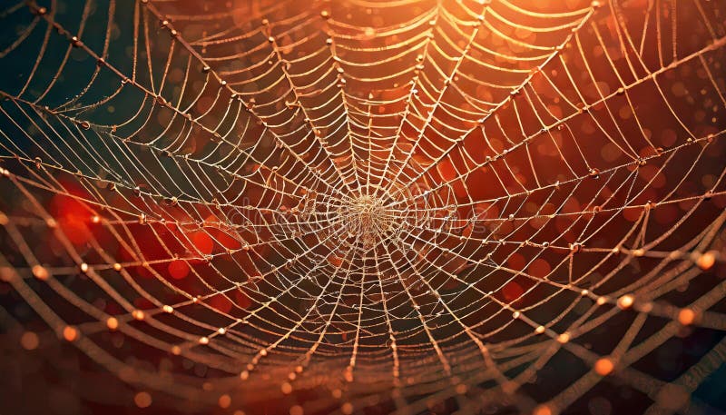 Spider Web on Red with a Dark Background Stock Illustration ...