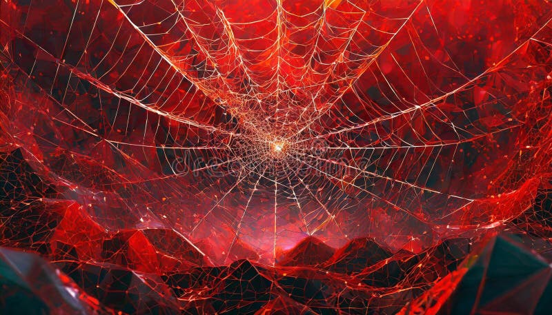 Spider Web on Red with a Dark Background Stock Illustration ...