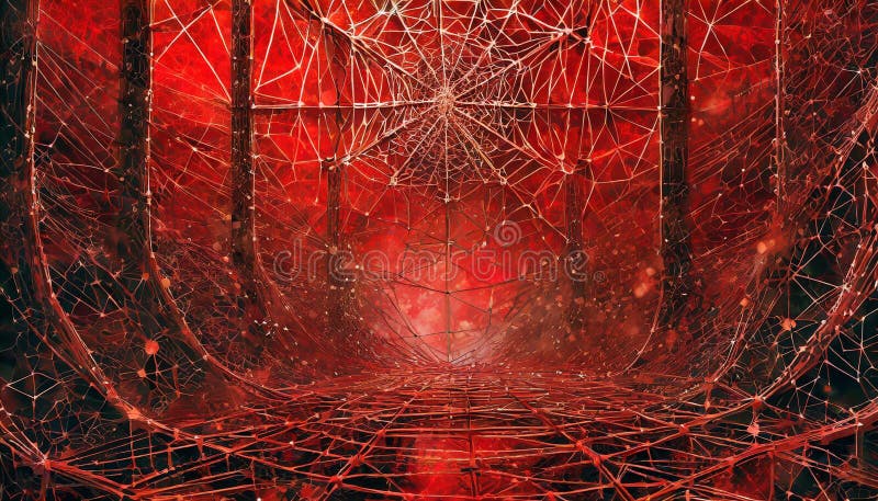 Spider Web on Red with a Dark Background Stock Illustration ...
