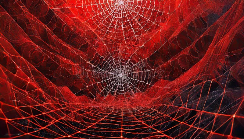 Spider Web on Red with a Dark Background Stock Illustration ...