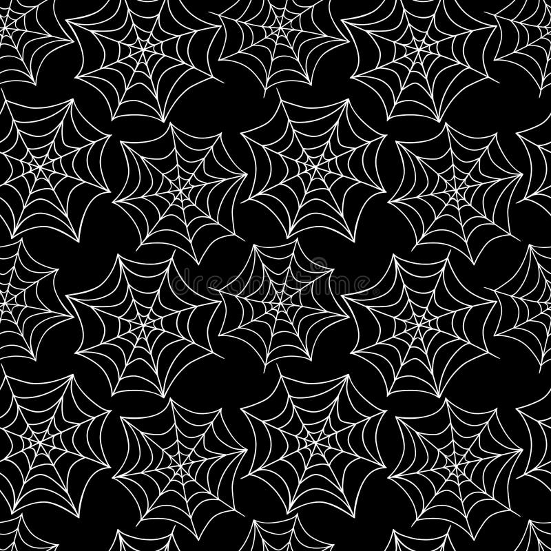 Spider Web Seamless Pattern. Vector Black and White Illustration ...