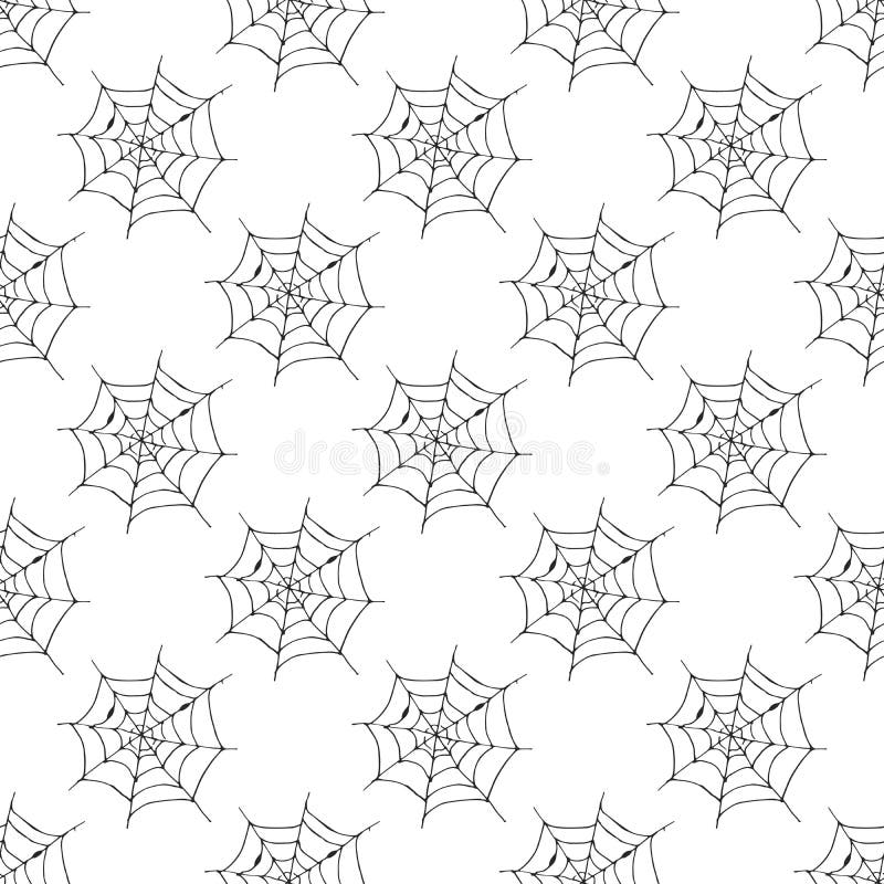 Spider Web Seamless Pattern Vector Illustration. Hand Drawn Sketched ...