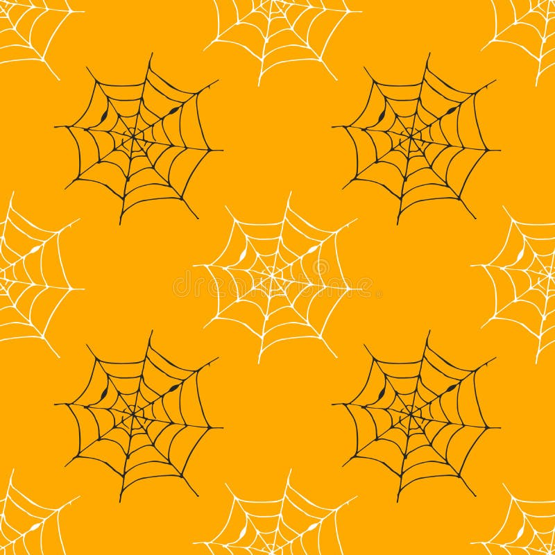 Spider Web Seamless Pattern Vector Illustration. Hand Drawn Sketched ...