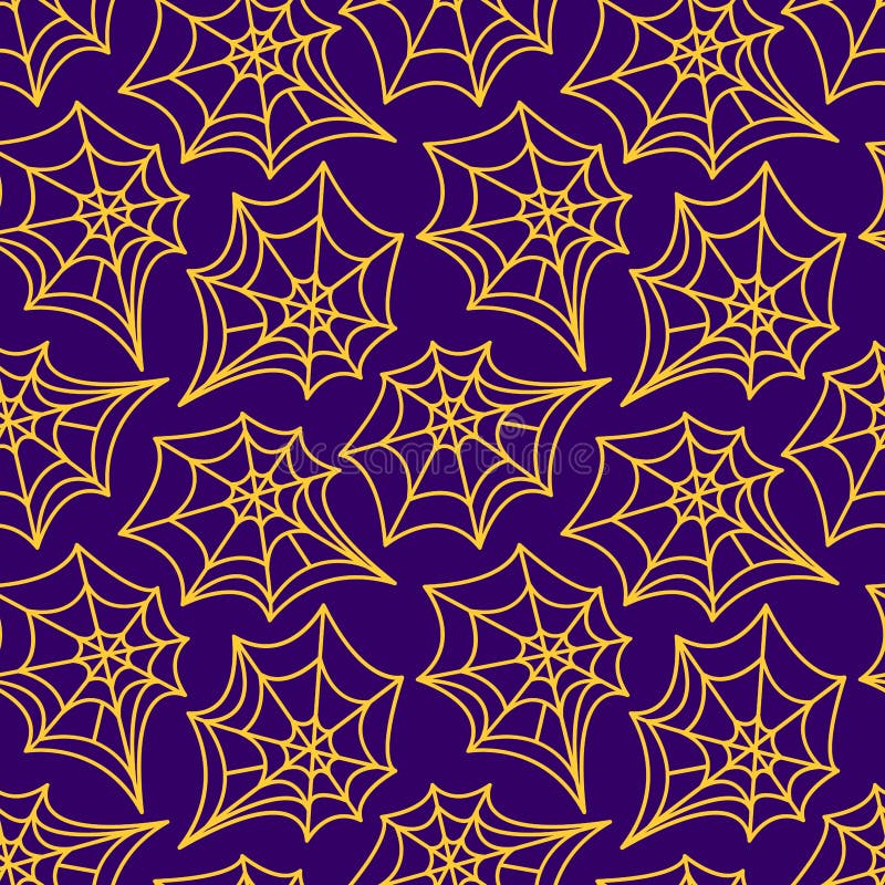 Spider Web Seamless Pattern. Vector Illustration Isolated on White ...