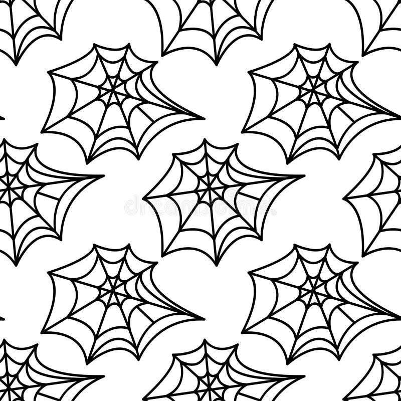 Spider Web Seamless Pattern. Vector Illustration Isolated on White ...