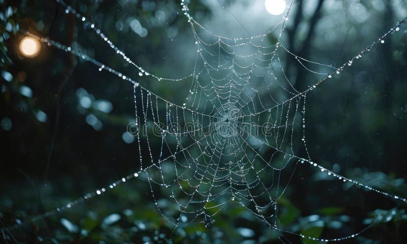 A Spider Web is Seen in the Image, with a Spider Inside of it. the Web ...