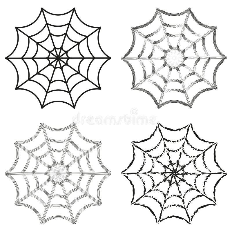Spider Web Set. Black and White Collection. Various Web Designs ...