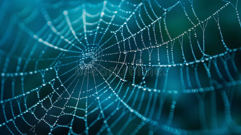 A Spider Web is Shown in a Blue and Green Colour Scheme Stock ...
