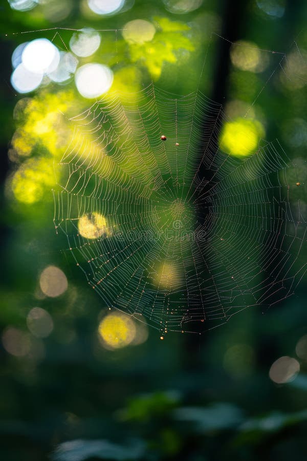 A Spider Web is Shown in a Forest Stock Illustration - Illustration of ...