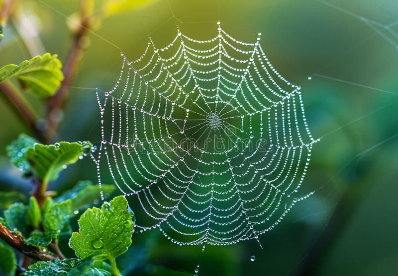 A Spider Web is Shown in a Green Leafy Tree Stock Illustration ...