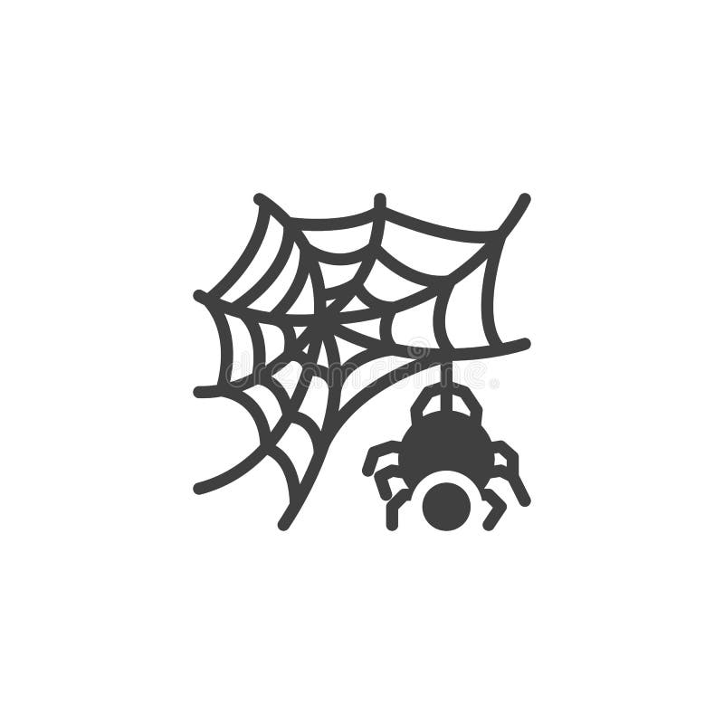 Spider Web and Small Spider Vector Icon Stock Vector - Illustration of ...