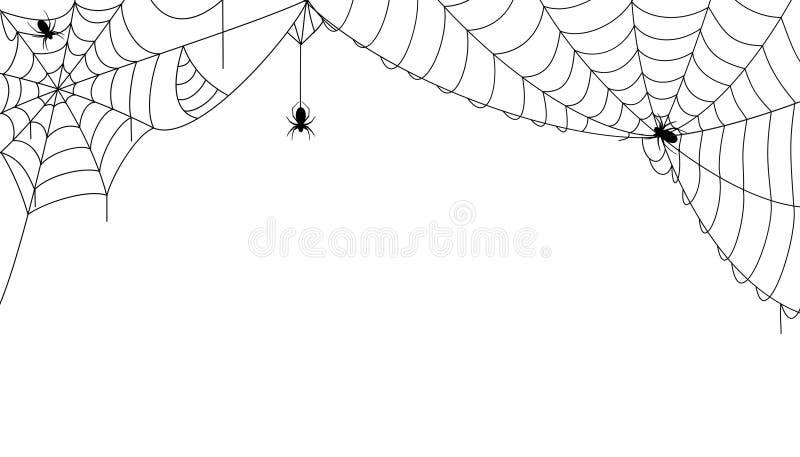Spider Web and Spiders Silhouettes, Black Spider Web Halloween Banner ...