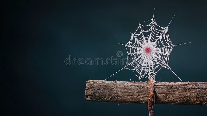 Spider Web on a Stick Intricate Patterns with a Dark Blue Background ...