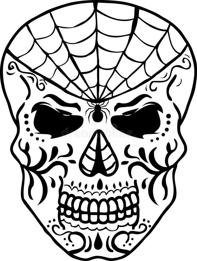 Spider Web Sugar Skull stock illustration. Illustration of ofrenda ...