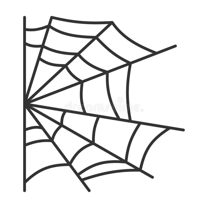 Editable Stroke Spider Web Thin Line Icon Stock Vector - Illustration ...