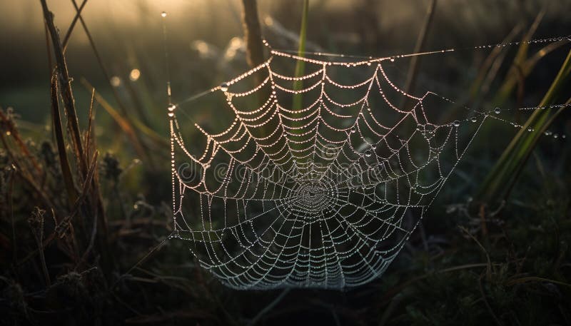 Spider Web Traps Dew Drop, Macro Beauty in Nature Spooky Forest ...