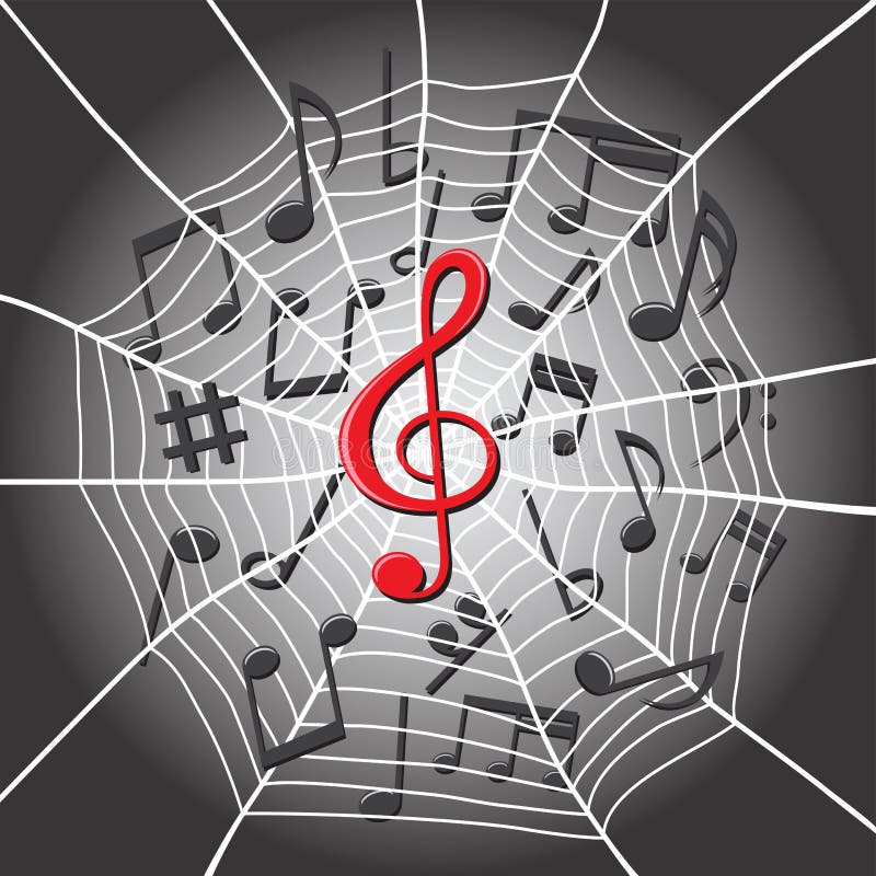 Spider Web Music Notes Stock Illustrations – 13 Spider Web Music Notes ...