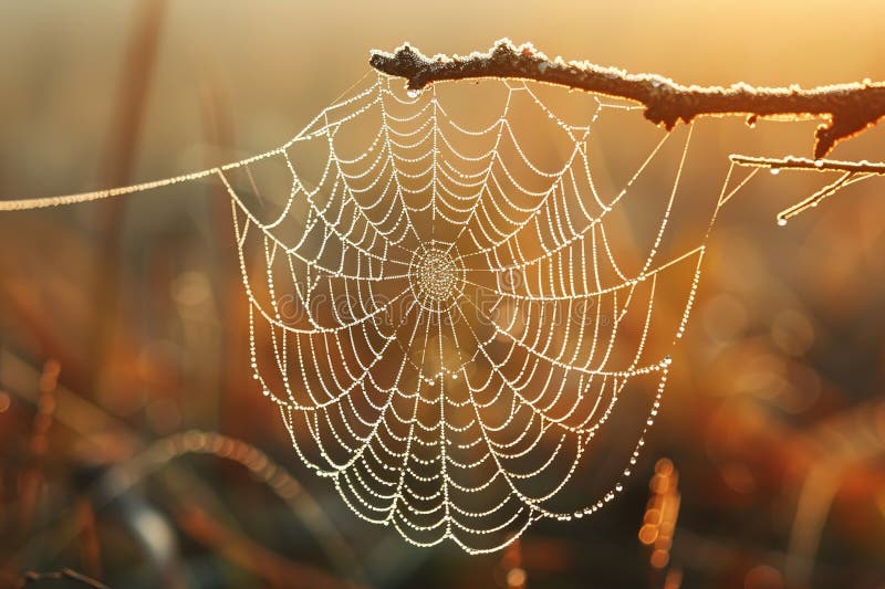Spider Web on Tree Branch Shows Connection between Plants and ...
