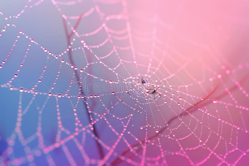 A Spider Web with Two Spiders on it with Generative AI Stock Photo ...