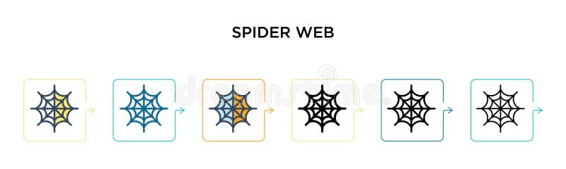 Spider Web Vector Icon in 6 Different Modern Styles. Black, Two Colored ...