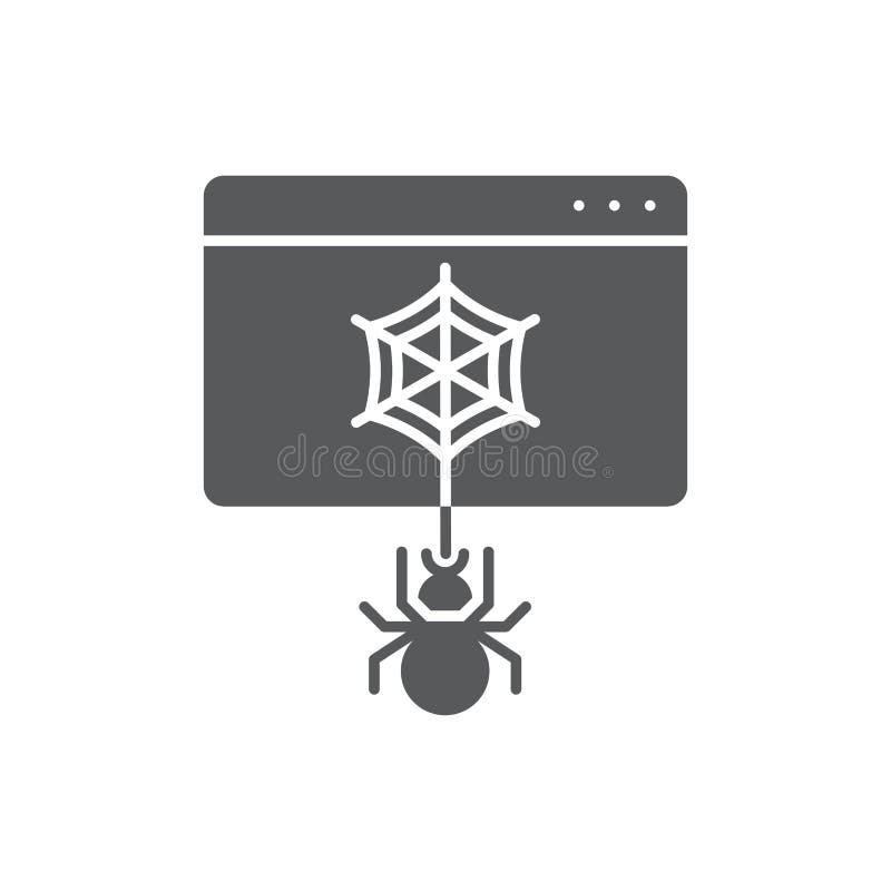 Spider on Web Vector Icon Symbol Virus Malware Isolated on White ...
