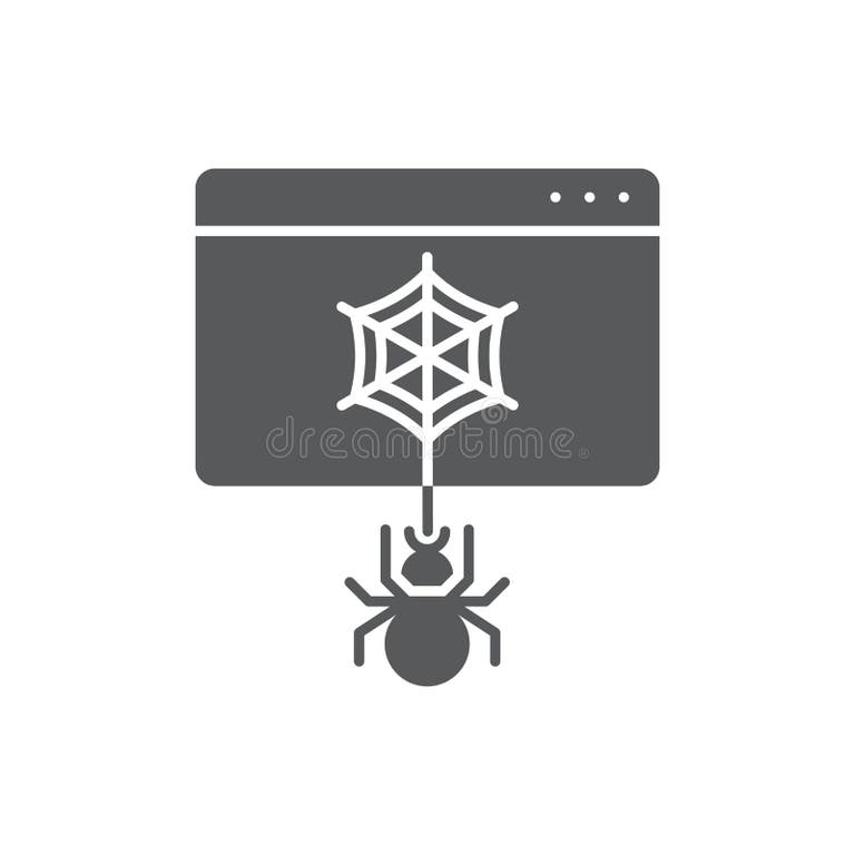 Spider on Web Vector Icon Symbol Virus Malware Isolated on White ...