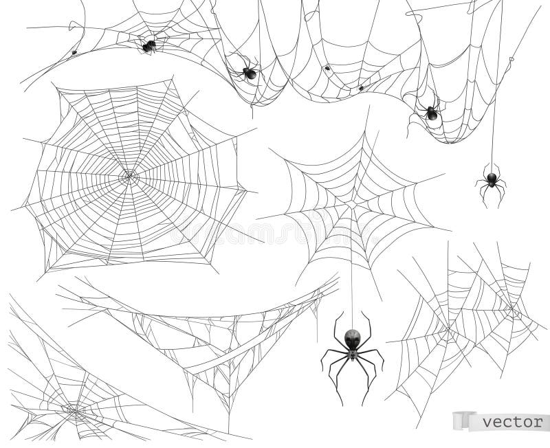 Spider Web, Vector Set of Elements Stock Vector - Illustration of ...