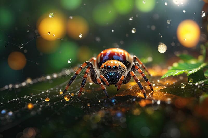 Spider Web with Water Drop. Ai Generative Stock Illustration ...