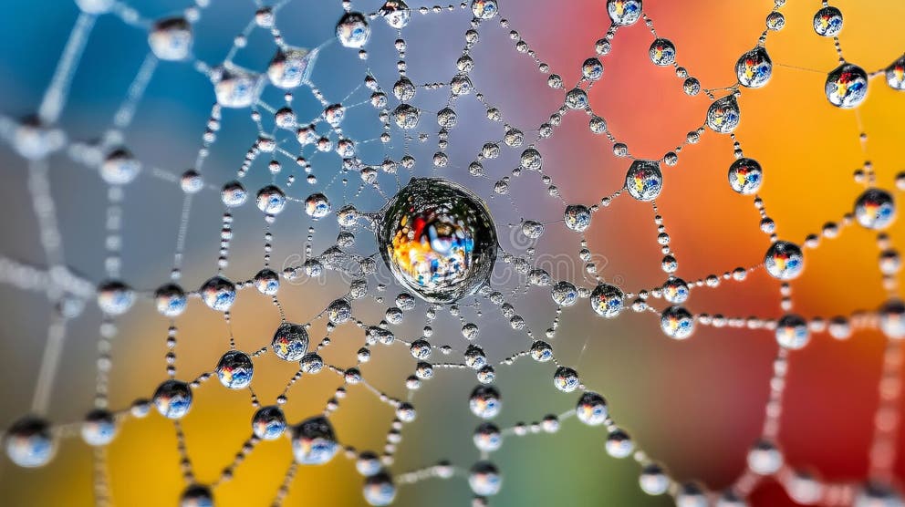 A Spider Web with Water Droplets on it Stock Photo - Image of abstract ...