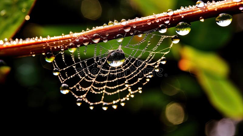 A Spider Web with Water Droplets on it Stock Illustration ...