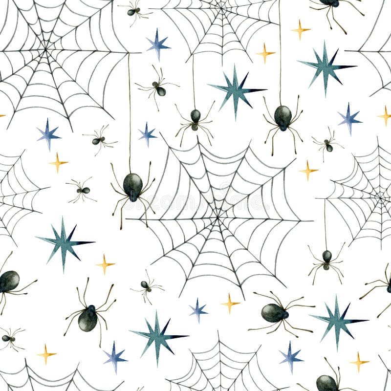 Spider Web Watercolor Seamless Pattern Wallpaper Stock Vector ...