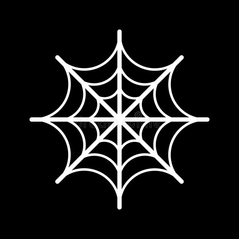 Spider Web, White Icon on a Dark Background. Vector Illustration. Stock ...