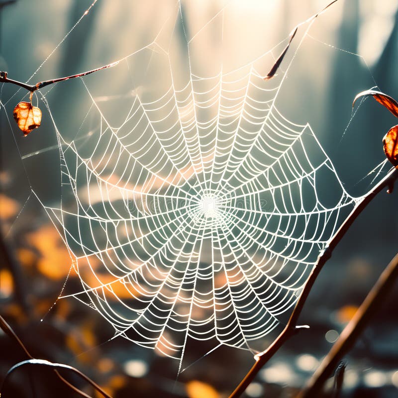 Spider web, ai-generatet stock illustration. Illustration of nature ...
