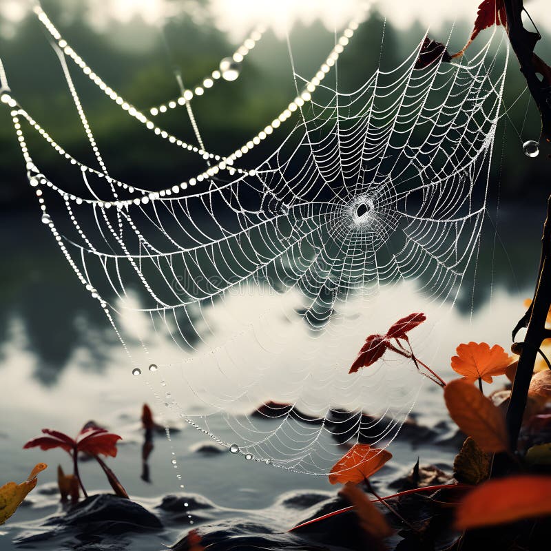 Spider web, ai-generatet stock illustration. Illustration of geometry ...