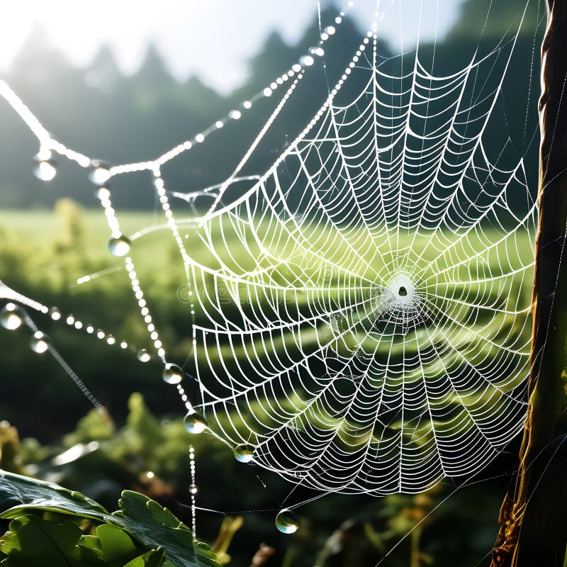 Spider web, ai-generatet stock illustration. Illustration of macro ...