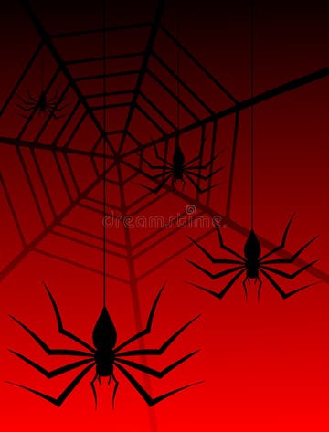 Spiders Background in Red Tones Stock Illustration - Illustration of ...