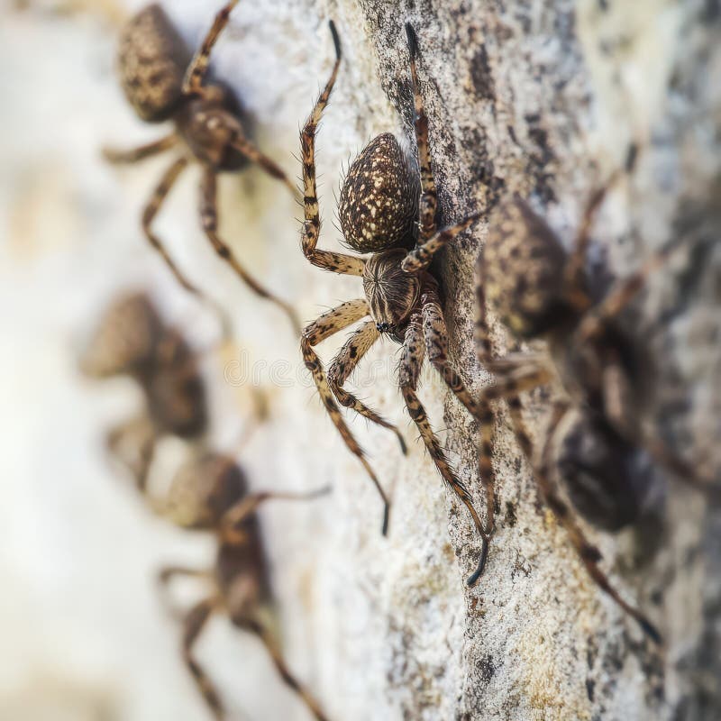 Spiders Climbing on Rocky Surface during Daylight Stock Illustration ...