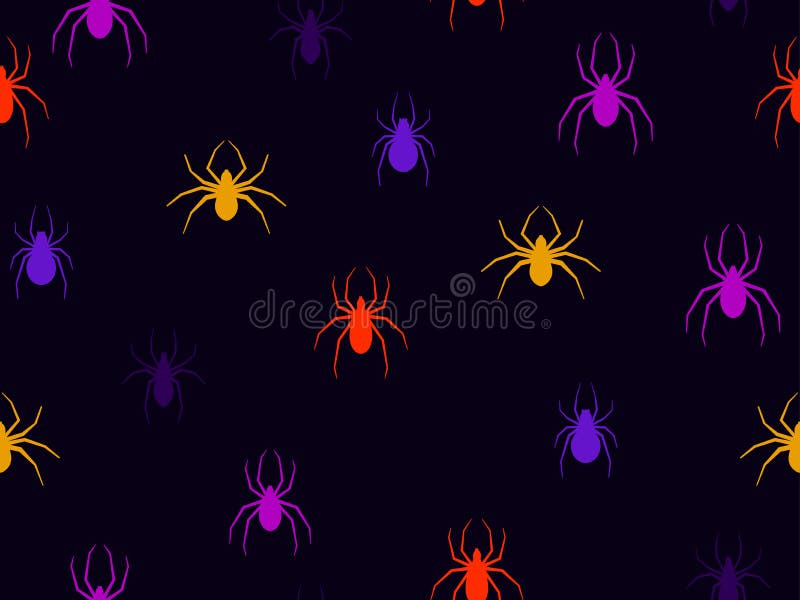 Spiders Seamless Pattern of Different Colors. Halloween Background with ...