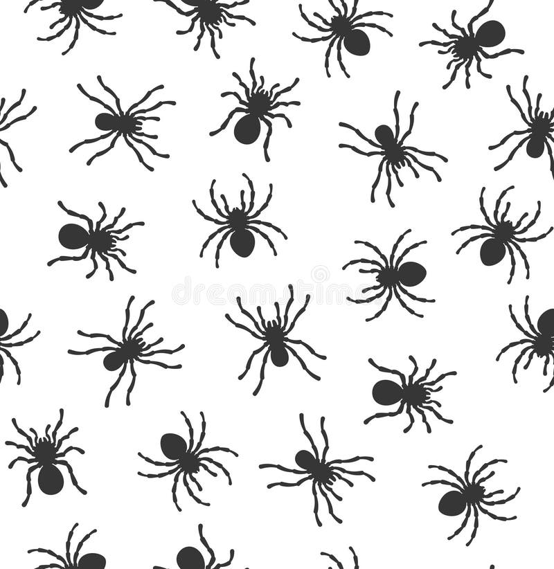 Spiders Seamless Pattern on White Background. Vector Stock Vector ...
