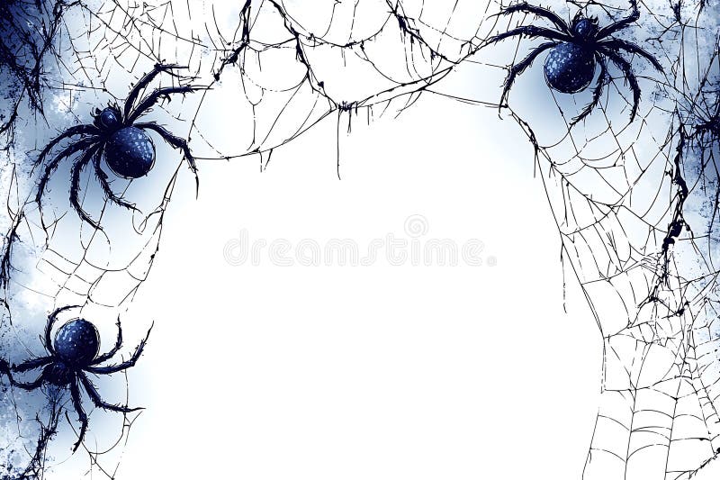Spiders on Web with White Background. Halloween Background Design ...